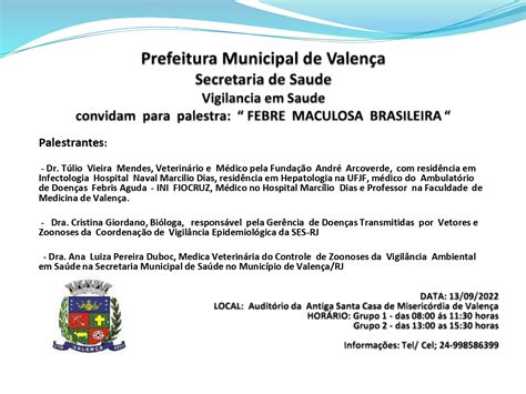 Palestra Sobre Febre Maculosa Brasileira Prefeitura Municipal De
