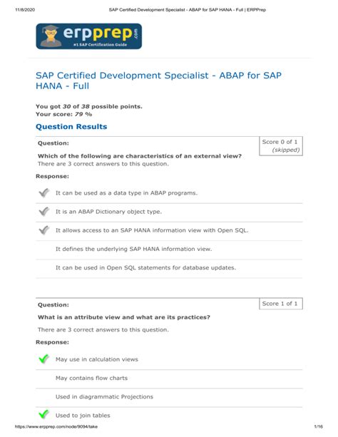 Sap Certified Development Specialist Abap For Sap Hana Full Erpprep Pdf