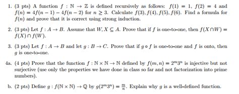 solved a function f n rightarrow z is defined recursively
