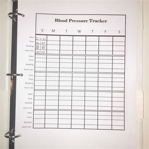 Blood Pressure Tracker Sheet Printable