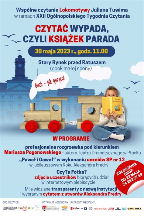 Wspólne czytanie Lokomotywy Juliana Tuwima Książnica Płocka im