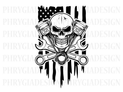 Us Skull Mechanic Svg Png Skull Svg Mechanic Logo Wrenches Svg