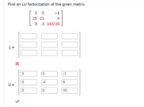 solved find an lu factorization of the given