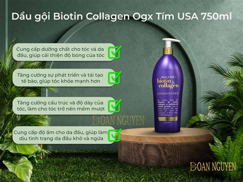 Dầu gội Biotin Collagen Ogx Tím USA 750mlDầu gội Biotin collagen Ogx
