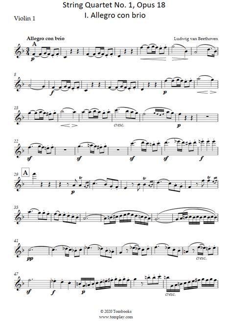 String Quartet No 1 Opus 18 I Allegro Con Brio Violin 1