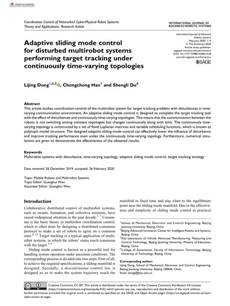 pdf adaptive sliding mode control for disturbed multirobot systems performing target tracking