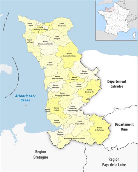 Carte des cantons du département de la Manche