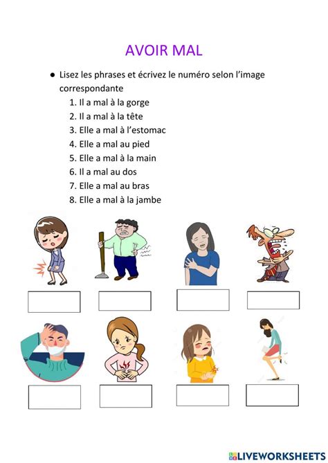 Les Parties Du Corps Online Activity For 8 You Can Do The Exercises