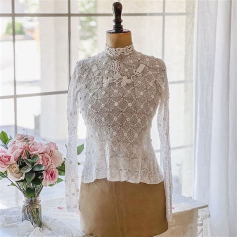 Antique Edwardian Bodice Edwardian Crochet Lace Top I Gem