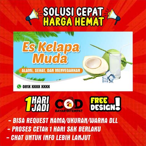 Jual Spanduk Banner Es Kelapa Muda 120 X 60 1 Hari Jadi Free Ubah Nama