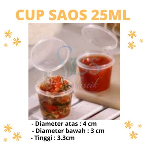 Sauce Container 25ml Tempat Saos Plastik Cup Saos Cup Sambal Isi 50