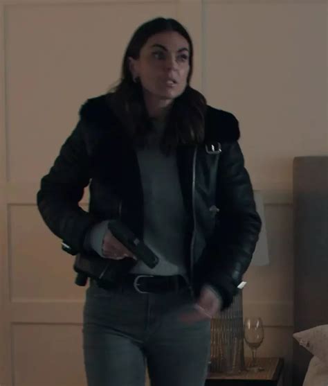Reacher S02 Serinda Swan Shearling Leather Jacket 51 OFF