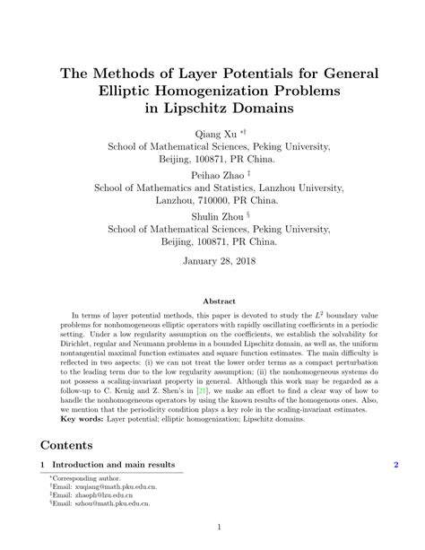 pdf the methods of layer potentials for general elliptic homogenization problems in lipschitz