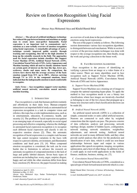 pdf review on emotion recognition using facial expressions