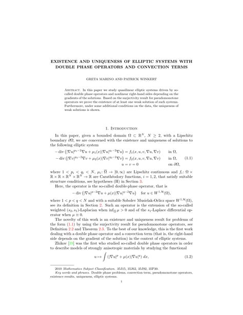 pdf existence and uniqueness of elliptic systems with double phase operators and convection terms