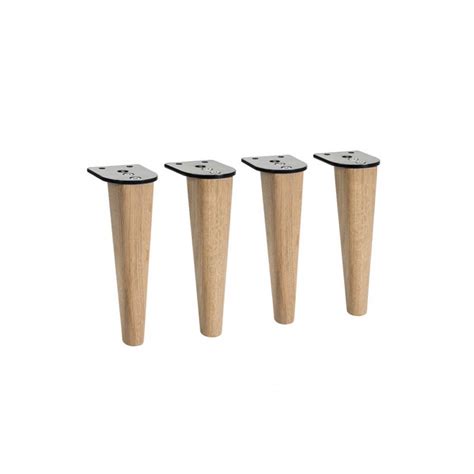 Lot de 4 pieds de meuble en bois de hêtre vernis avec plateau noir