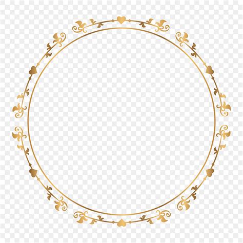 Marco De C Rculo Dorado Con Dise O De Adorno Vintage Floral De Lujo Png