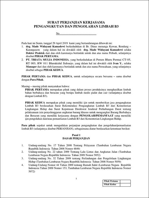 Surat Perjanjian Kerjasama Pengelolaan Sampah Dome Pdf NBKomputer