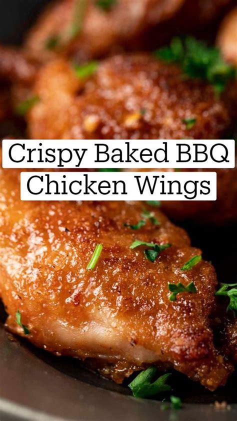Crispy Baked Bbq Chicken Wings Baked Bbq Chicken Wings Chicken Recipes Barbecue Recipes