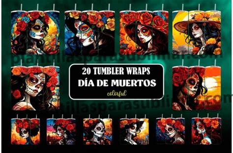 CATRINAS Tumbler Plantillas Dia De Muertos Plantillas Para Sublimar