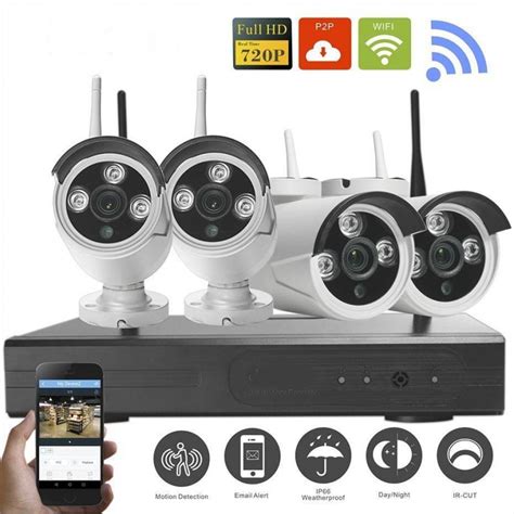 Kit IP WiFi NVR 4 caméras extérieures Enregistreur NVR