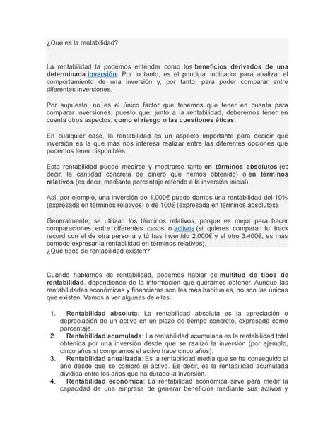 Qué es la rentabilidad Qué es la rentabilidad La rentabilidad la