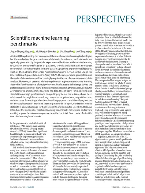 perspectives scientific machine learning benchmarks pdf machine learning deep learning