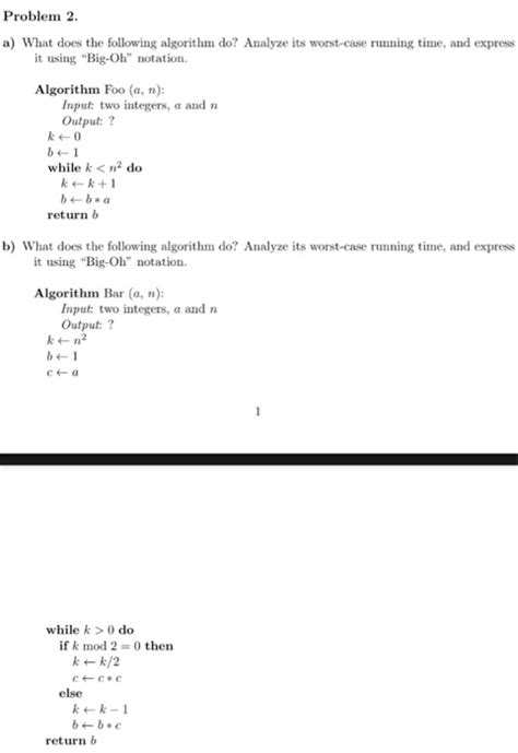solved problem 2 a what does the following algorithm do