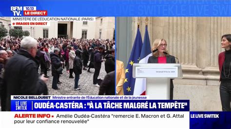 Nicole Belloubet salue le courage d Amélie Oudéa Castéra lors de la