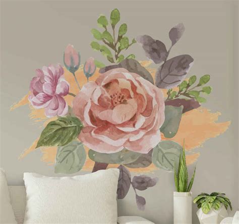 Sticker Mural Fleur Splash Rose Tenstickers