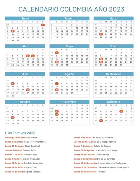 Calendario 2023 En Colombia Con Festivos Calendario Gratis