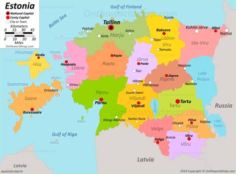 Detailed Political Map Of Estonia With Roads And Major Cities Vidiani