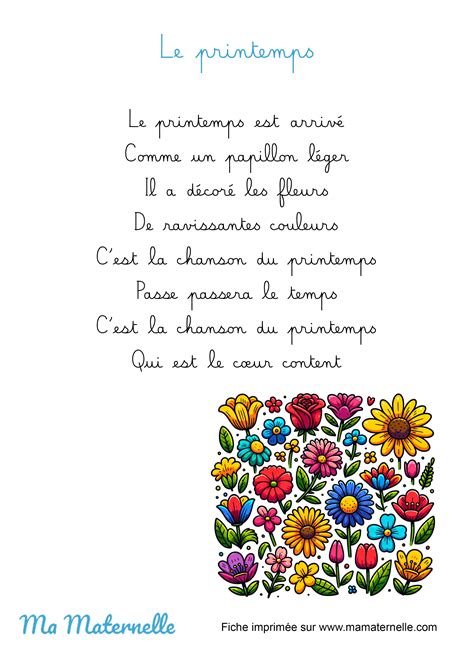 Comptine Le Printemps Ma Maternelle