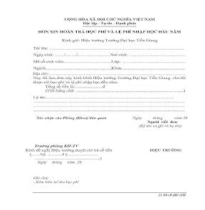 Tài liệu Đơn xin hoàn trả học phí và lệ phí đầu năm 23 SV P HC TH pdf