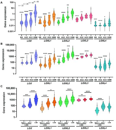 Violin Plots Showing Expression Distribution Of Genes Coding For Lysyl