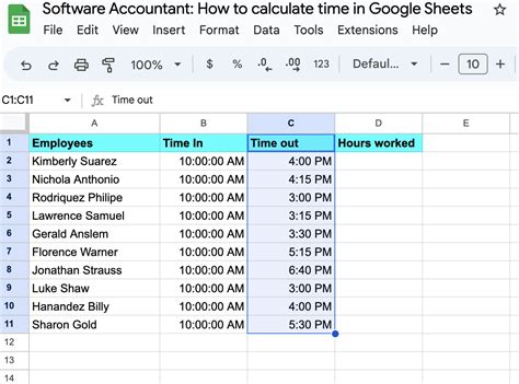 Calculate Time In Google Sheets Time Difference Hours Worked Add