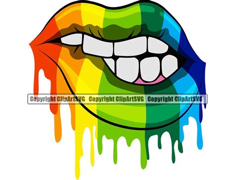 Sexy Lips Rainbow Drip Melt Kiss Mouth Mask Woman Female Girl Beauty Makeup Lipstick Sex Art