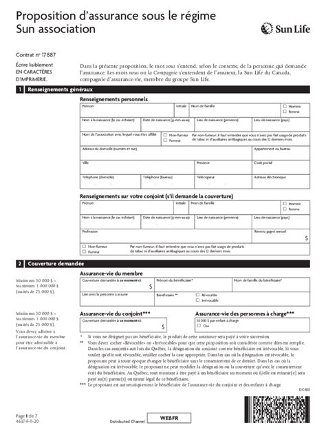 Remplissable En Ligne Proposition Dassurance Sous Le Rgime Sun