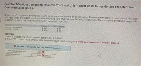 solved exercise 2 5 algo computing total job costs and