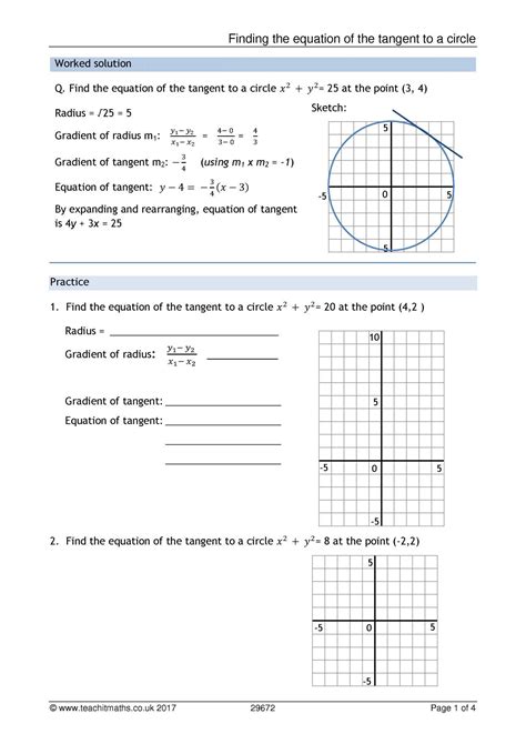 Equations Of Circles Worksheet Worksheet For Education