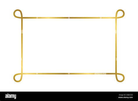 Gold Shiny Glowing Vintage Rectangle Frame With Shadows Isolated On