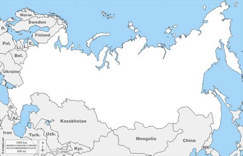 Mapa De Rusia Con Nombres Y Sin Nombres