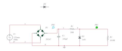 Power Supply With Zener Diode Multisim Live