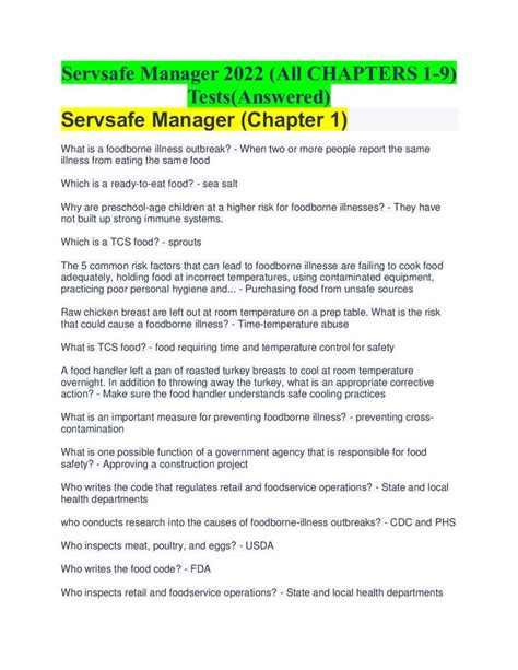 Servsafe Questions And Answers Servsafe Manager Practice Tes