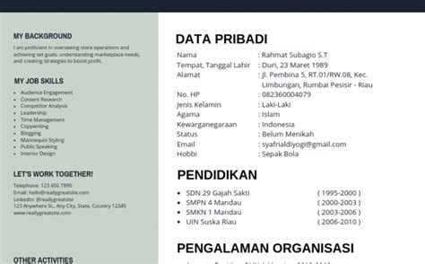 Detail Contoh Cv Bahasa Indonesia Fresh Graduate Koleksi Nomer