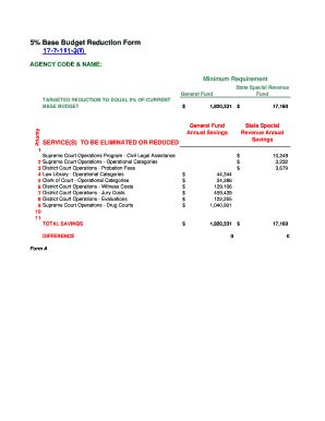 Fillable Online Leg Mt 5 Base Budget Reduction Form 17 7 111 3 F