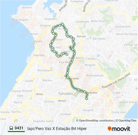 Rota da linha 0431 horários paradas e mapas Iapi Pero Vaz X Estação