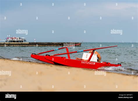 Red Boat On The Beach Stock Photo Alamy
