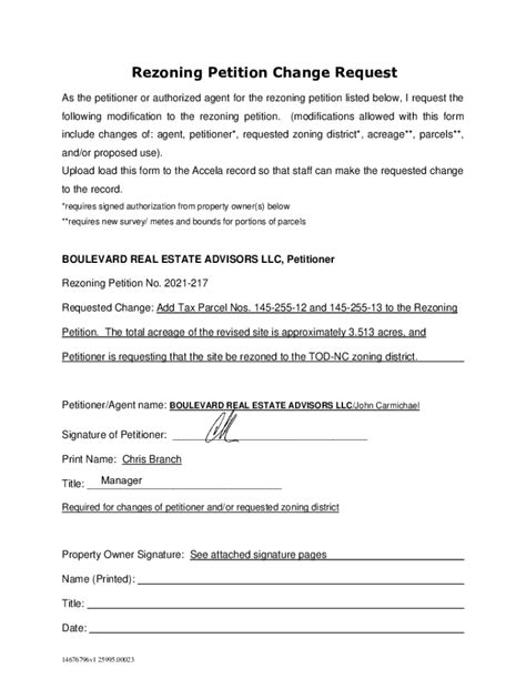 Fillable Online Rezoning Petition Change Request Charlotte North