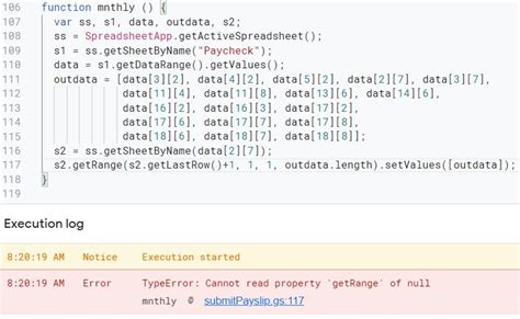 Function Error TypeError Cannot Read Property GetRange Of Null